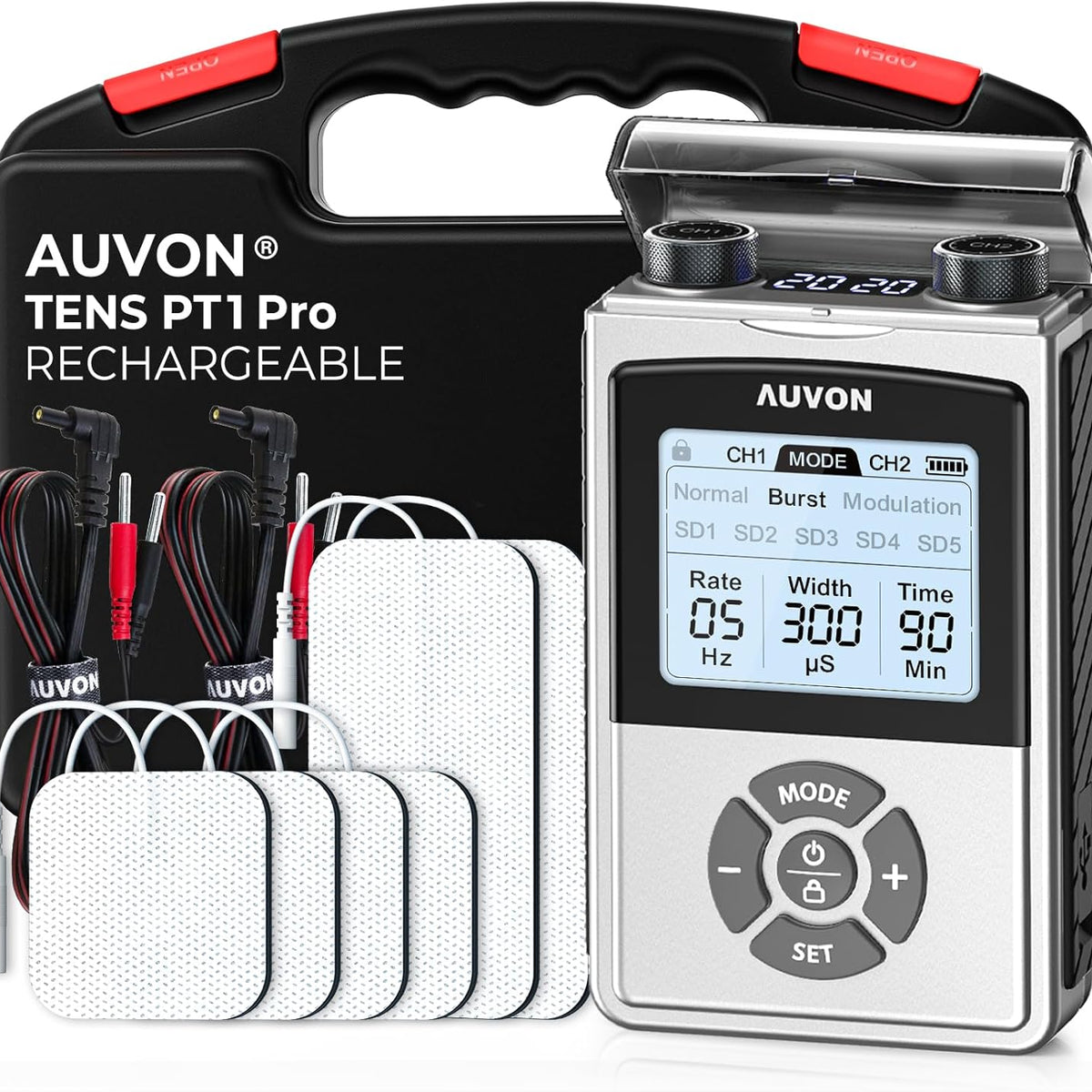 AUVON Rechargeable Digital TENS Unit Muscle Stimulator – PT1 Pro – The ...